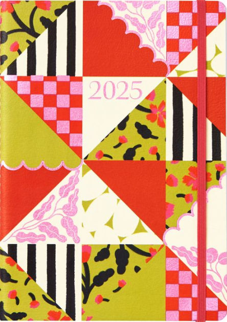 2024-2025 Paper Source Quilt Patchwork 17-Month Faux Leather Saddlestitch Monthly Planner by ...