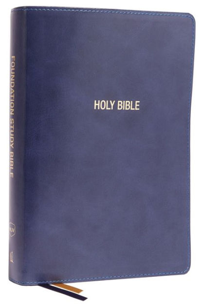 NKJV, Foundation Study Bible, Large Print, Leathersoft, Blue, Red Letter, Thumb Indexed, Comfort ...