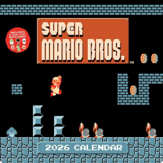 Super Mario Bros. 8-Bit Retro 2026 Wall Calendar with Bonus Die-cut ...