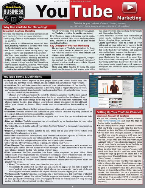 YouTube Marketing: a QuickStudy Laminated Reference Guide by Rich Brooks, Maria Siano, PhD ...