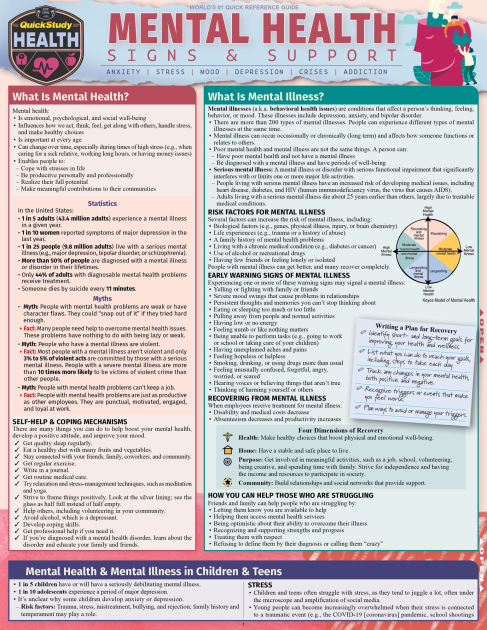 Mental Health - Signs & Support: a QuickStudy Laminated Reference Guide by Jodi McCaffrey FACHE ...