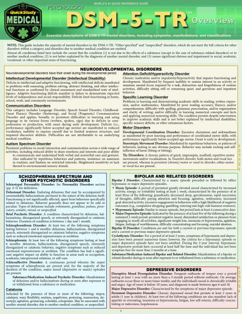 DSM-5-TR Overview: a QuickStudy Laminated Reference Guide by Rona Bernstein PsyD, Elizabeth ...