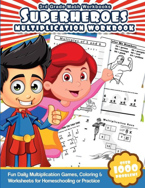 3rd Grade Math Workbooks Superheroes Multiplication Workbook: Fun Daily ...