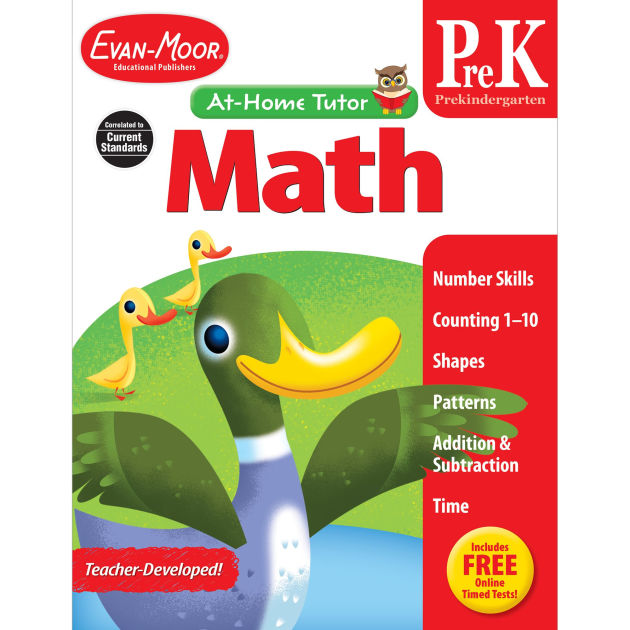 Math Skills, Preschool Workbook: At-Home Tutor, Numbers, Counting, Patterns, Shapes, Time ...