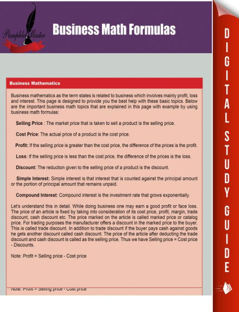 Business Math Formulas By Pamphlet Master Ebook Barnes And Noble® 