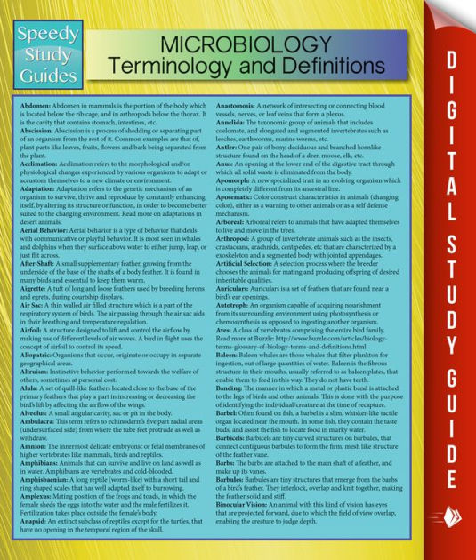 Microbiology Terminology and Definitions (Speedy Study Guide) by Speedy ...