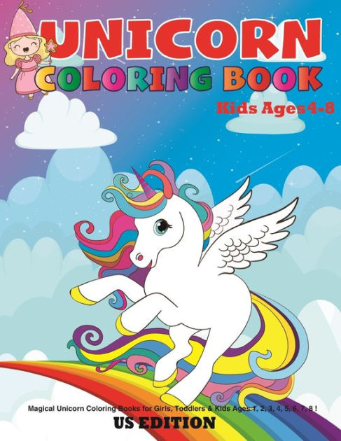 Unicorn coloring book for kids ages 4-8 us edition: Magical Unicorn ...