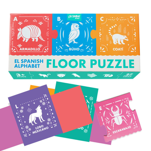 El Spanish Alphabet Jumbo Floor Puzzle: Papel-Picado Inspired 27-Piece ...