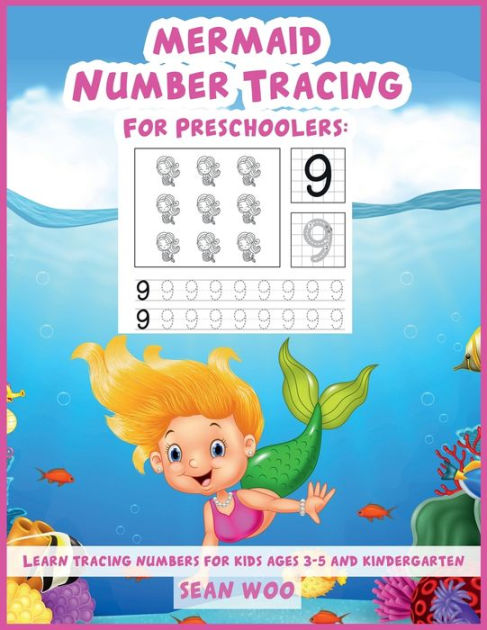 Mermaid Number Tracing For Preschoolers: Learn Tracing for Kids ages 3 ...
