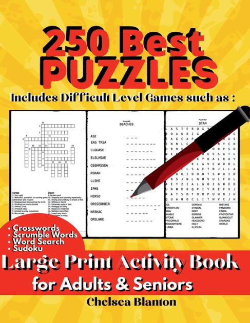 250 Best Puzzles Large Print Activity Book for Adults & Seniors ...