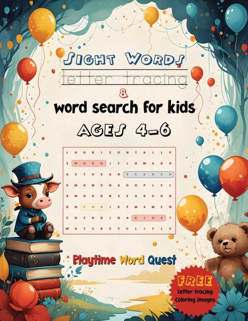 Sight Words Letter Tracing & Word Search for Kids Ages 4-6: 50 Puzzles ...