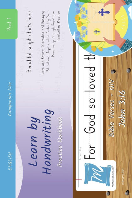 Handwriting Practice Workbook - Bible Verses - John 3: 16 - NIV - Print ...