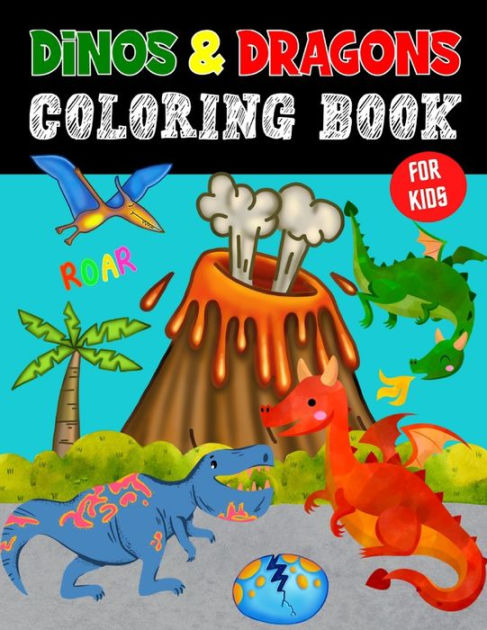 Dino and Dragons Coloring Book for Kids: Large Coloring Book for Boys ...