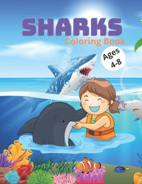 SHARKS Coloring Book Ages 4-8: Geometric Designs Practice for Stress ...