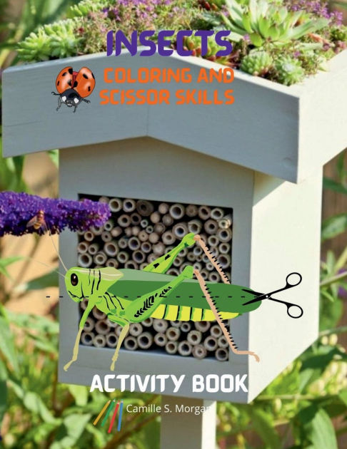 Insects Coloring and Scissor Skills Activity Book: Funny Coloring and ...