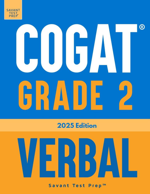 COGAT Grade 2 Verbal: 3 Practice Tests - Level 8 by Savant Test Prep ...