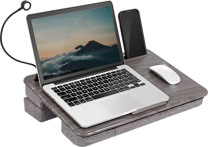 Lighted Elevation Lap Desk, Gray Woodgrain by Creative Manufacturing ...