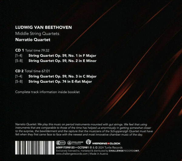 Ludwig van Beethoven: Middle String Quartets by Narratio Quartet | CD | Barnes & Noble®