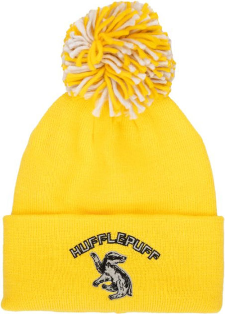 Harry Potter Hufflepuff Cuffed Beanie with Pom and Embroidered Details ...