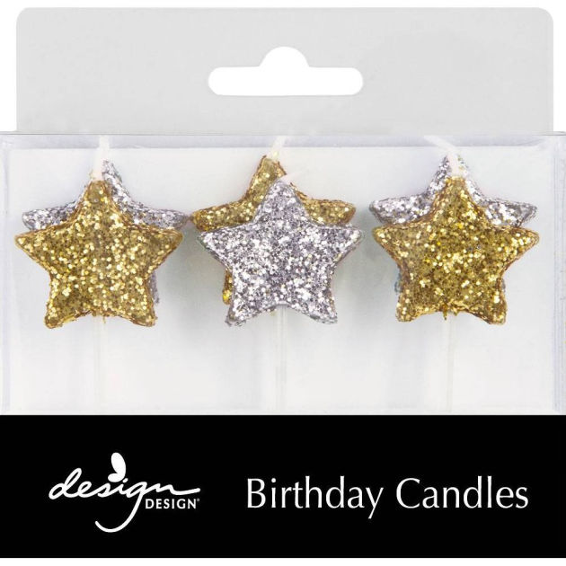Glitter Silver & Gold Star Candles by Design Design | Barnes & Noble®
