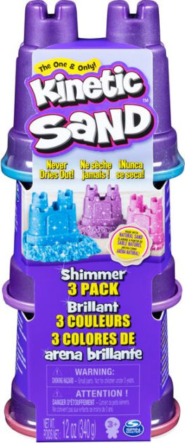 Kinetic Sand, Shimmer Sand 3 Pack with Molds and 12oz of Kinetic Sand ...