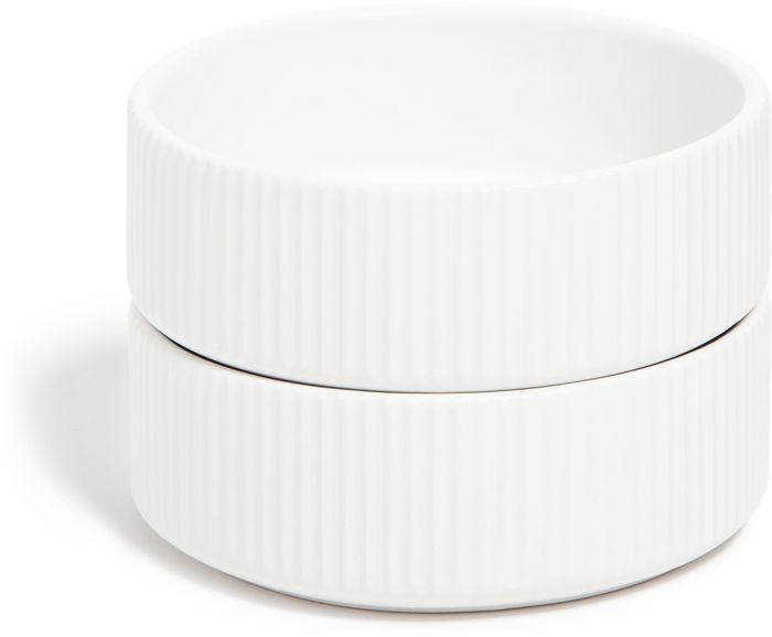 2ct Fluted Ceramic Stacking Dishes - White by U Brands | Barnes & Noble®