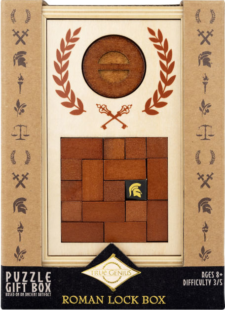 True Genius Roman Lock Box Wooden Brainteaser Puzzle by Project Genius ...