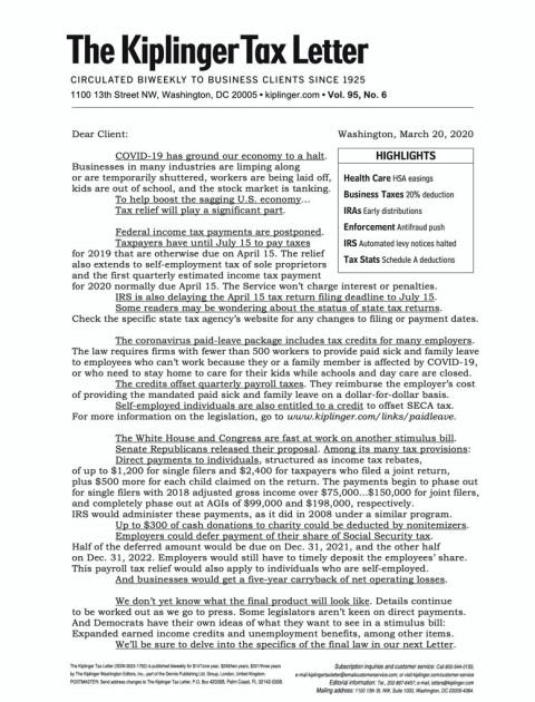 The Kiplinger Tax Letter - One Year Subscription | Print Magazine ...