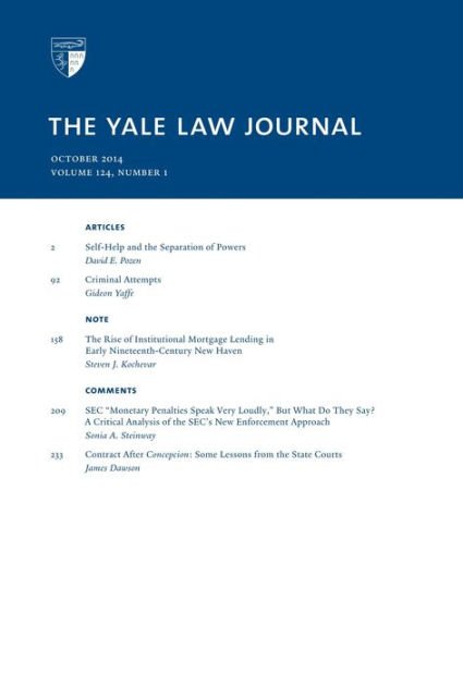 Yale Law Journal: Volume 124, Number 1 - October 2014 by Yale Law ...