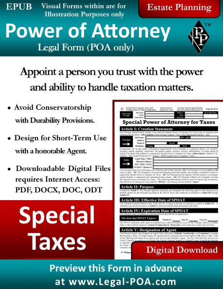Special Power of Attorney for Taxes - POA Version: Legal Form ( POA ...