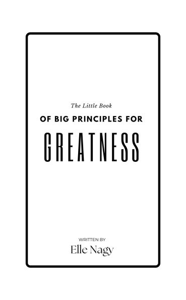 The little book of big principles for greatness: Shifting from one ...
