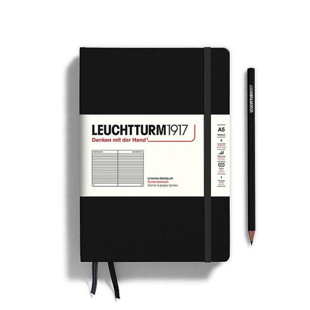 Leuchtturm Black Ruled Page Hardcover Medium Notebook by LIGHTHOUSE ...