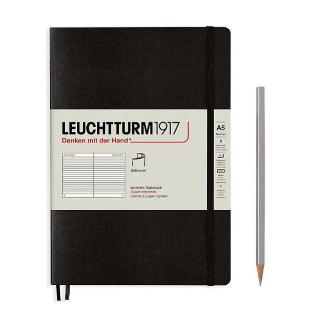 Leuchtturm Black Ruled Page Softcover Medium Notebook by Leuchtturm1917 ...