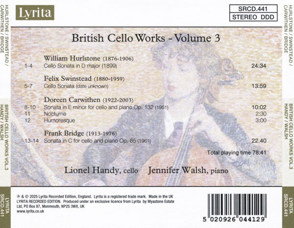 British Cello Works, Vol. 3: Hurlstone, Swinstead, Carwithen, Bridge by ...