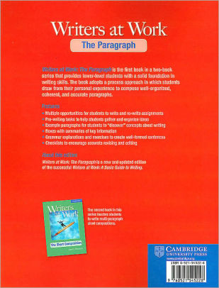 Writers at Work: The Paragraph Student's Book / Edition 1 by Jill ...