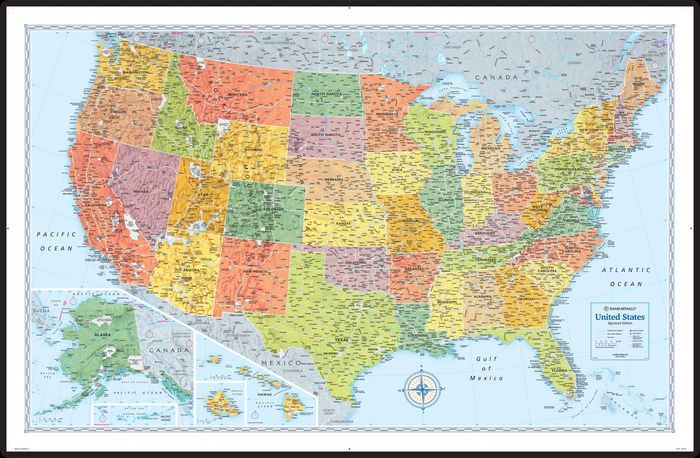 Signature US Laminated Rolled Map by Rand McNally, Other Format ...