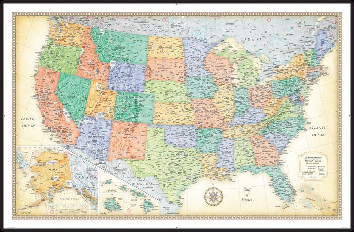 Classic US Laminated Rolled Map by Rand McNally, Other Format | Barnes ...
