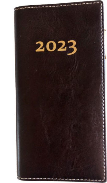 2023 Weekly Pocket Dark Brown Leather w/pen Engagement Calendar by ...