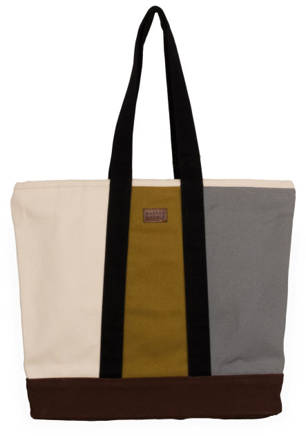 Color Block Deluxe Tote, 100% Organic Cotton Canvas with zipper opening ...
