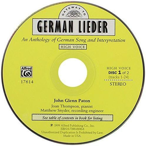 Gateway to German Lieder: High Voice, 2 CDs by John Glenn Paton, Audio ...