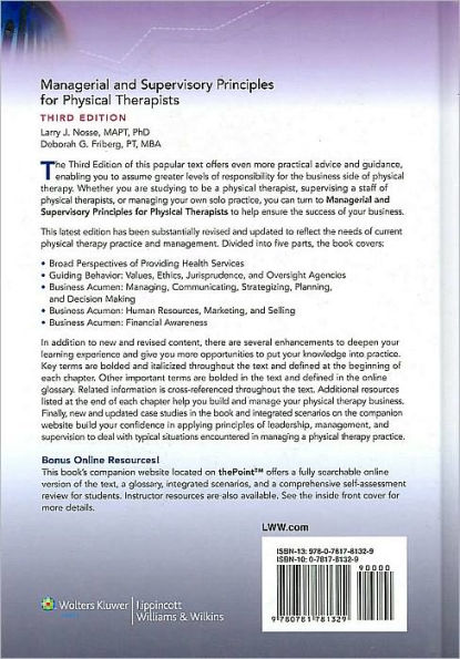 Managerial and Supervisory Principles for Physical Therapists / Edition ...