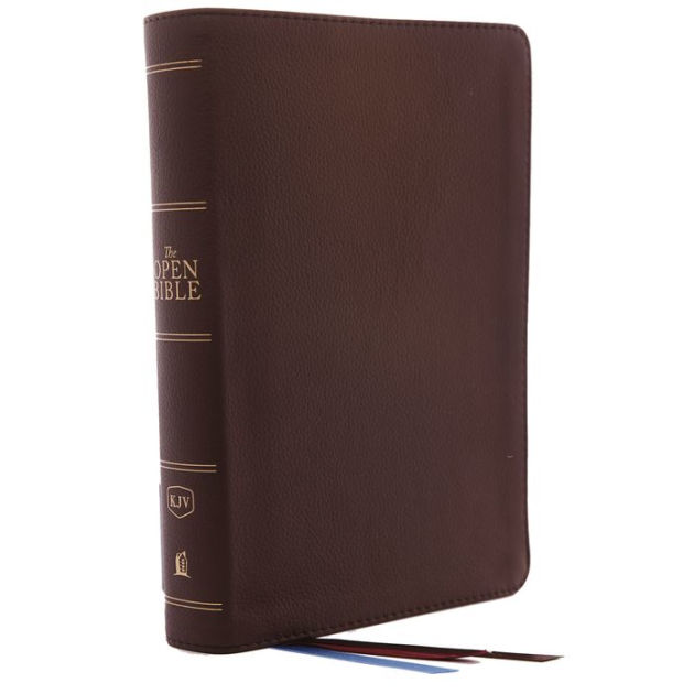 The KJV Open Bible: Complete Reference System, Brown Genuine Leather ...