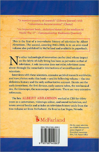 The History of Television, 1880 to 1941 by Albert Abramson ...