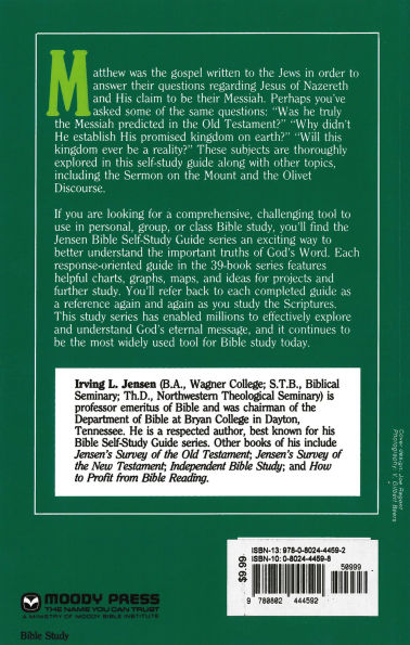 Matthew- Jensen Bible Self Study Guide by Irving L. Jensen, Paperback ...