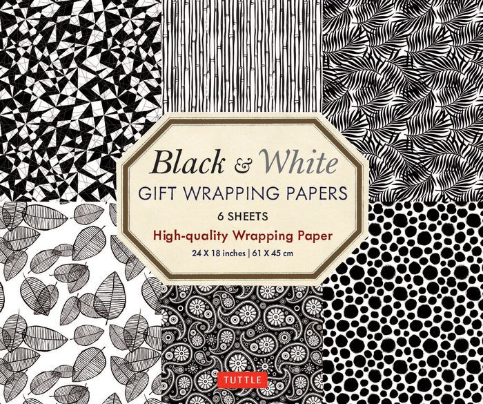 Black & White Gift Wrapping Papers - 6 sheets: 24 x 18 inch (61 x 45 cm ...
