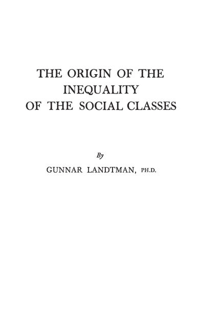 The Origin of the Inequality of the Social Classes by Bloomsbury ...