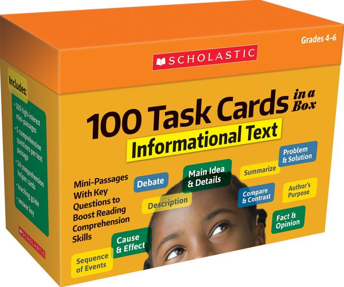 100 Task Cards in a Box: Informational Text: Mini-Passages With Key ...