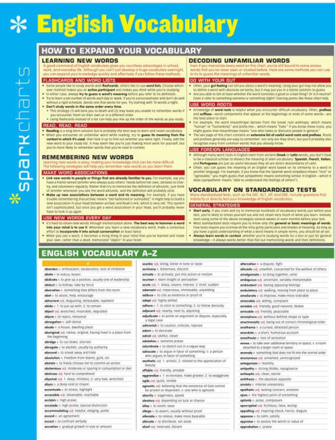 English Vocabulary SparkCharts by SparkNotes | Barnes & Noble®