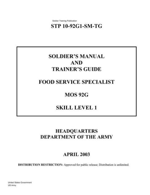 Soldier Training Publication STP 10-92G1-SM-TG Soldier's Manual and ...