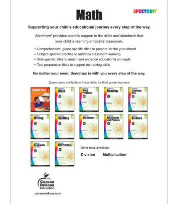 Spectrum Math Workbook, Grade 3 by Spectrum, Paperback | Barnes & Noble®